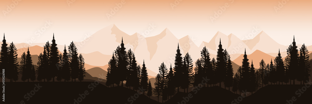 mountain forest landscape illustration in flat design style good for ...