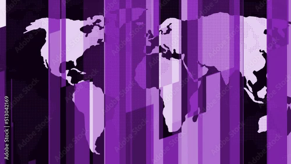 Purple color world map technology animated background Stock Video ...