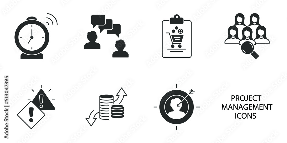 project management icons set . project management pack symbol vector ...