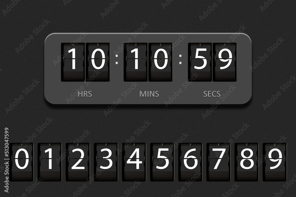 Clock countdown display. Set numbers flip watch. Analog Black Scoreboard Digital Timer Stock ...