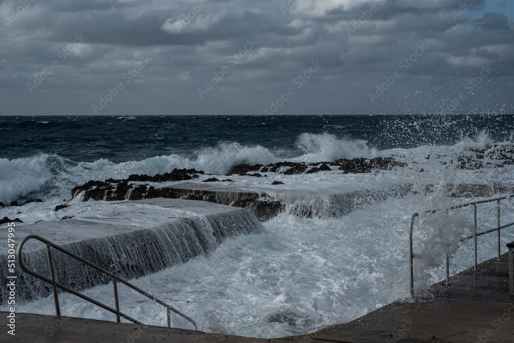 High seas in the Caribbean caused by a passing storm hurricane have ...