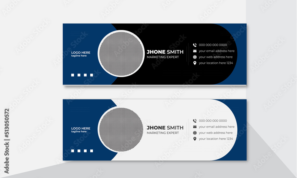 Modern rounded email signature template or email footer and personal ...