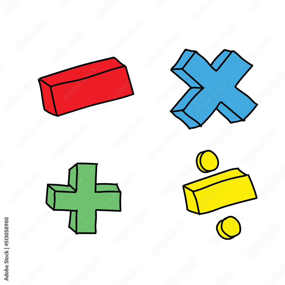 Hand drawn math symbols isolated on white background. Vector ...