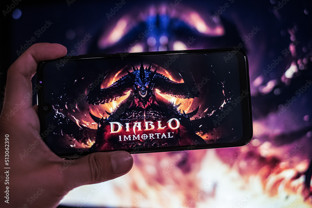 Diablo Immortal Logo, Concept Art and Banner is displayed on smartphone ...