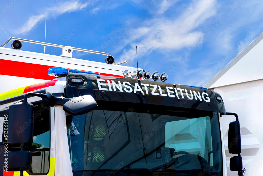 Incident response team vehicle of german fire department. Lettering ...