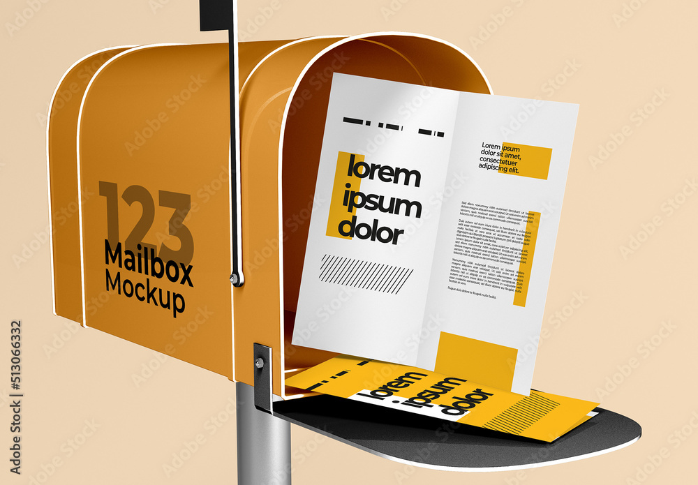 Mailbox with Brochures Mockup Stock Template | Adobe Stock