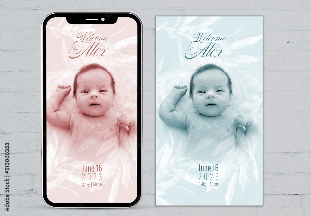 Digital New Born Card Stock Template | Adobe Stock