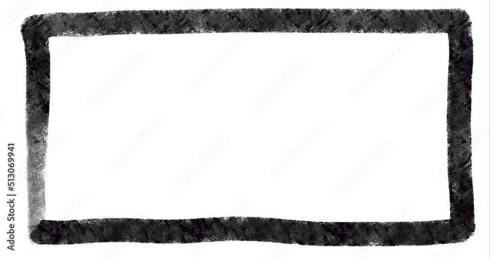 Animated hand drawn brush stroke frame isolated on white background ...