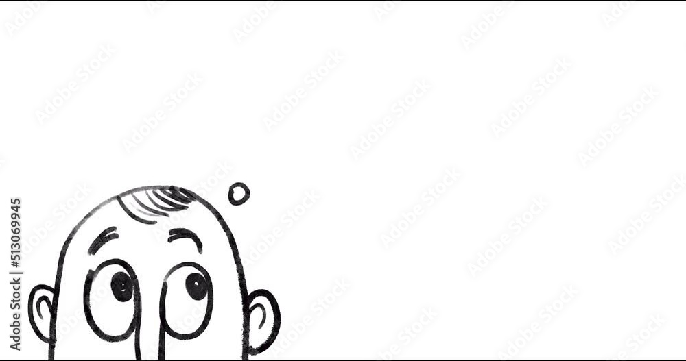 Animated hand drawn brush stroke person face thinking and bubble frame ...
