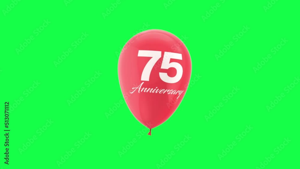 Helium Number Balloon With Number 75. Green Screen And Alpha Luma Matte ...