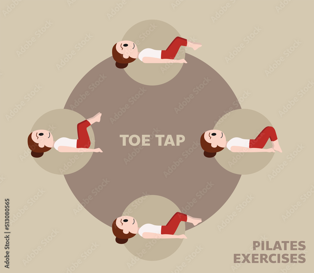 Pilates Moves Exercises Toe Tap Cute Cartoon Vector Illustration Stock ...