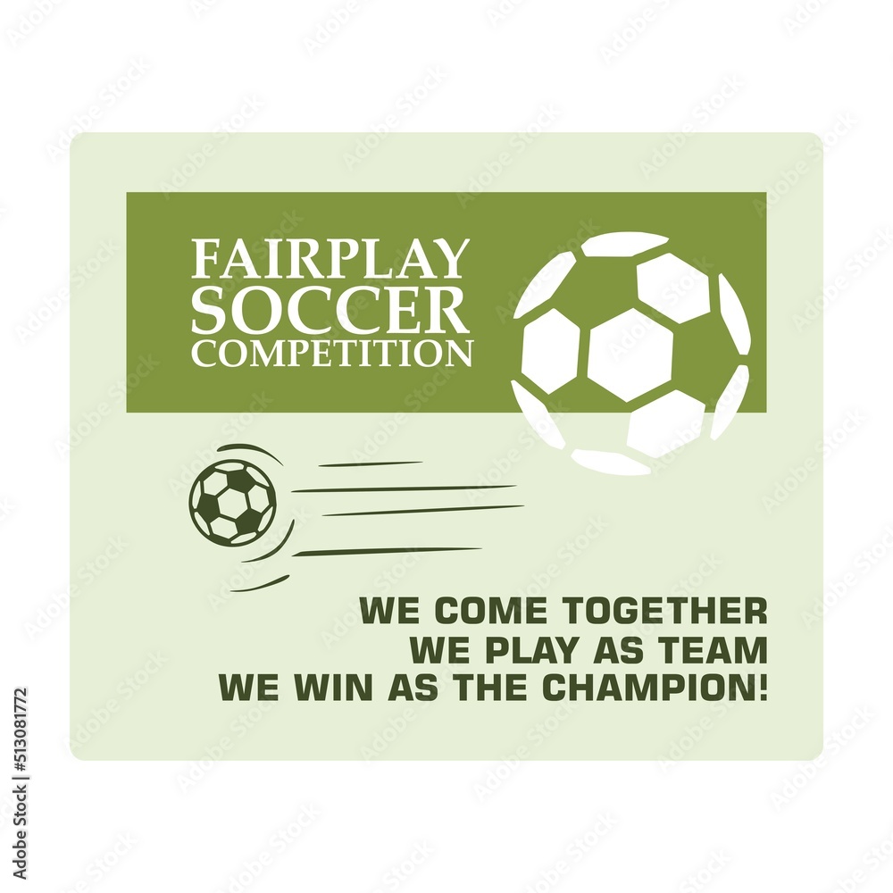 fairplay soccer championship banner logo, silhouette of ball moving ...