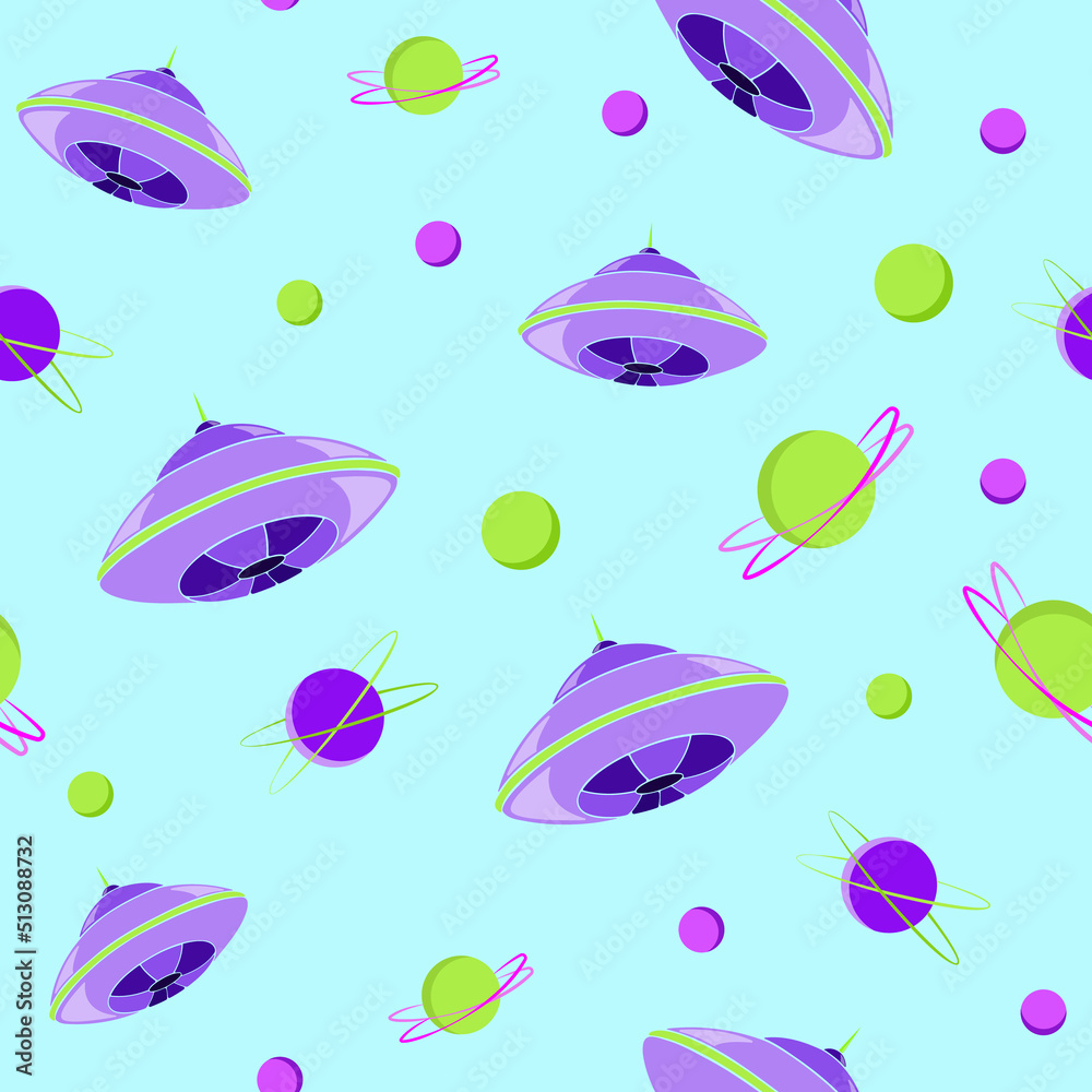 UFO pattern, vector pattern, UFO, space, planets Stock Vector | Adobe Stock