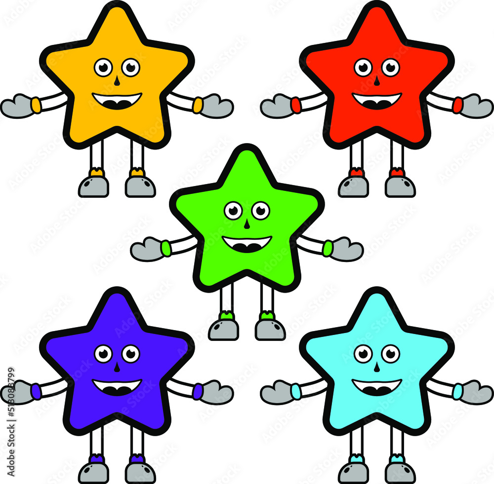 Simple star cartoon illustration with multiple colors Stock Vector ...