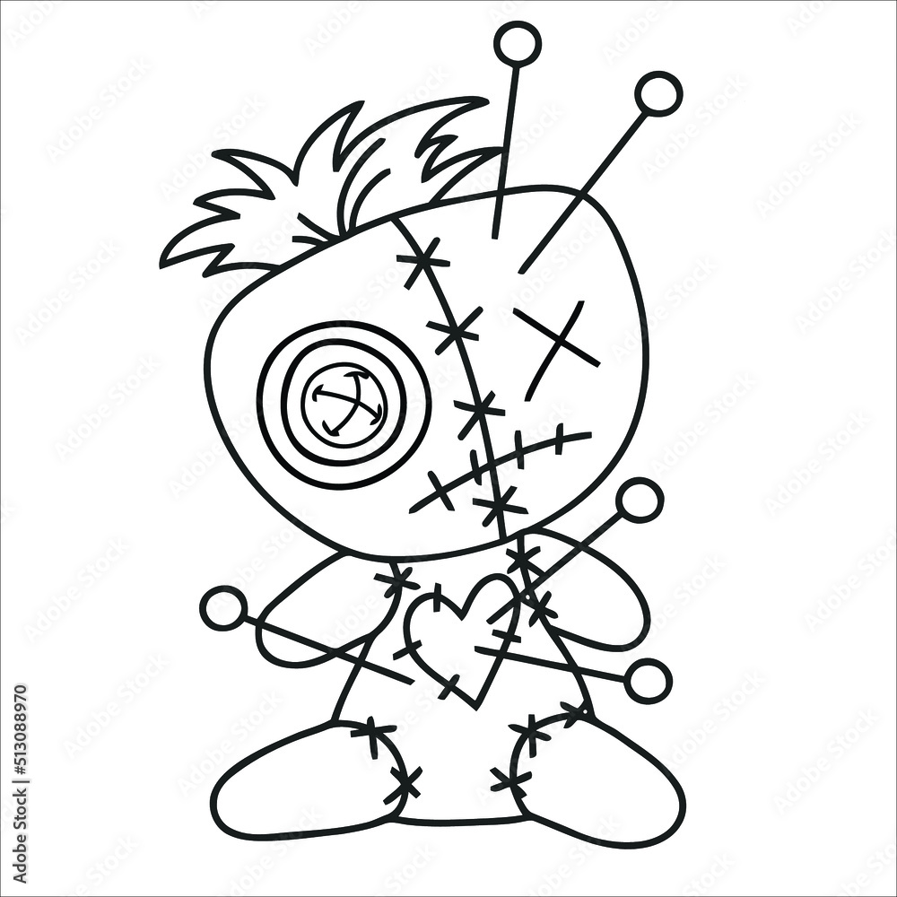 Voodoo Doll Drawings Sketch Coloring Page