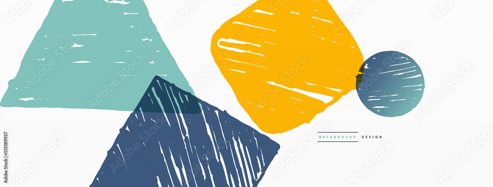 Abstract background. Hand drawn geometric shape - square, circle and ...