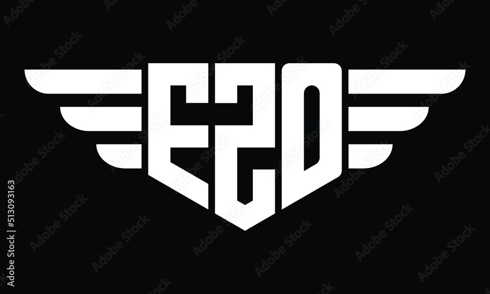 EZO three letter logo, creative wings shape logo design vector template ...