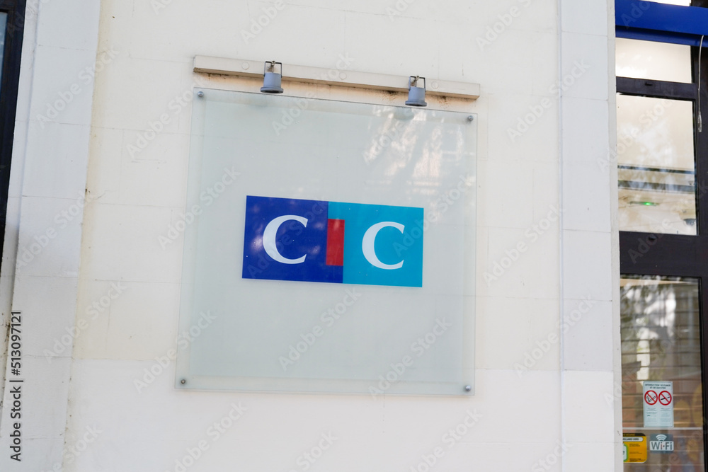 CIC logo sign and text front of agency bank french brand Credit ...