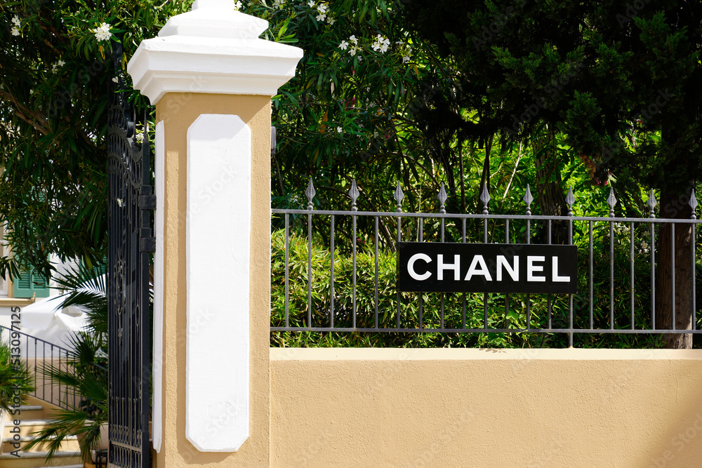 Chanel logo and sign front of Retail Store Exterior French fashion ...