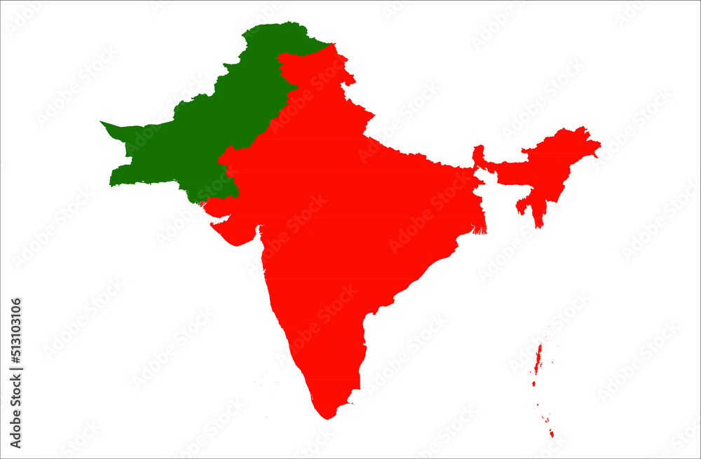 Indian Pakistan Vector Map illustration on white background, wallpaper ...