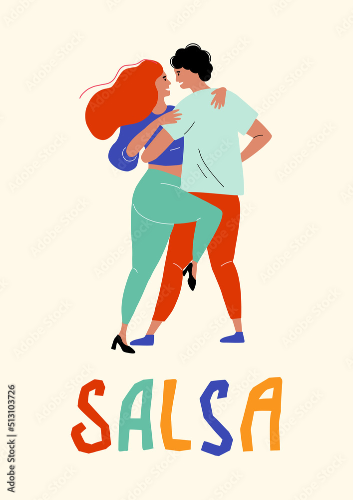 Salsa And Bachata Dance The Couple Is Dancing Latin Dances Dancers Move Sexually Poster And