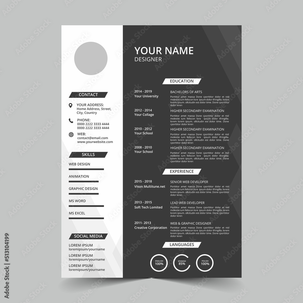 Modern simple template for curriculum Stock Vector | Adobe Stock