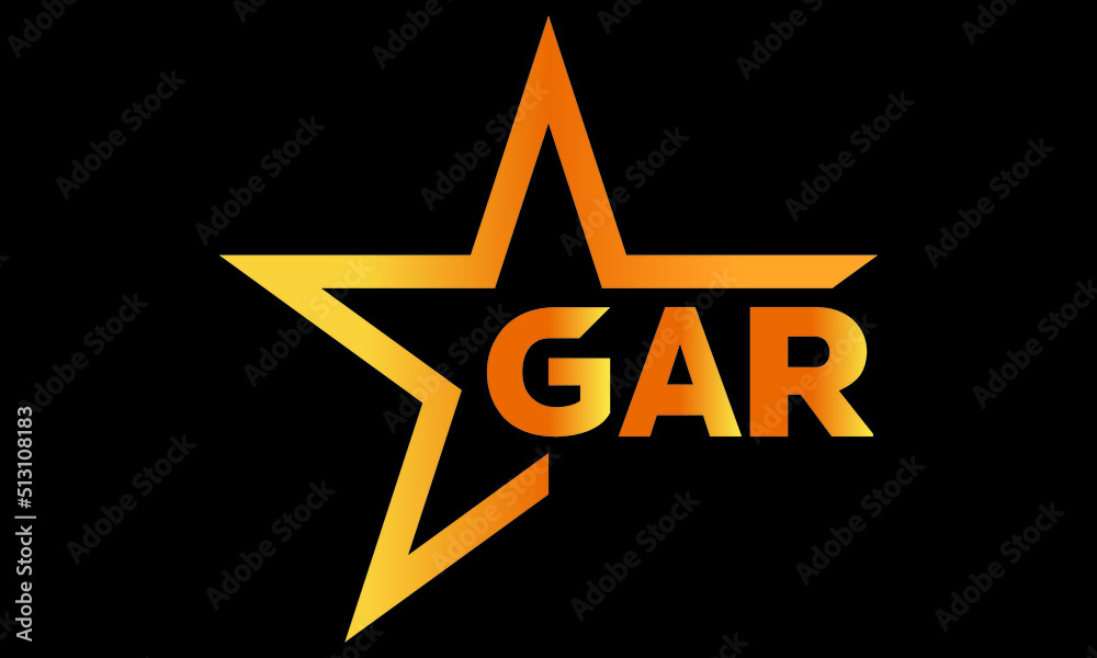 GAR golden luxury star icon three letter logo design vector template ...