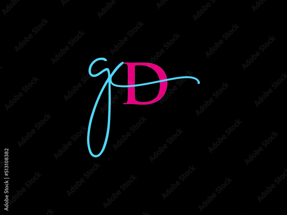 Colorful GD Logo Letter Vector, Signature Gd dg Letter Logo Icon Design ...