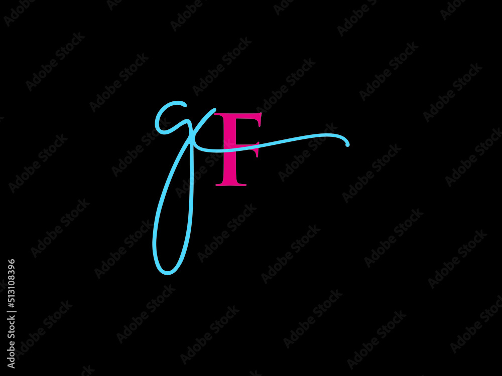 Colorful GF Logo Letter Vector, Signature Gf fg Letter Logo Icon Design ...