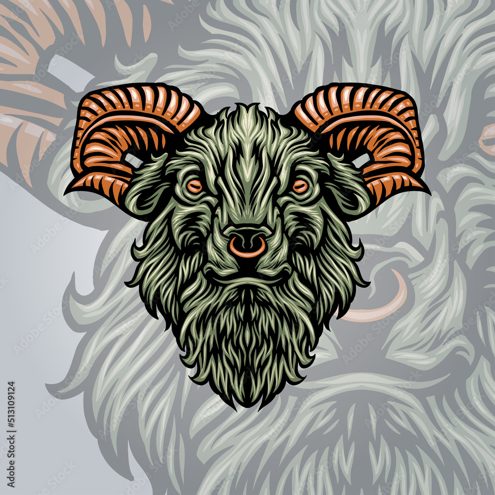 very detail goat head vector illustration Stock Vector | Adobe Stock