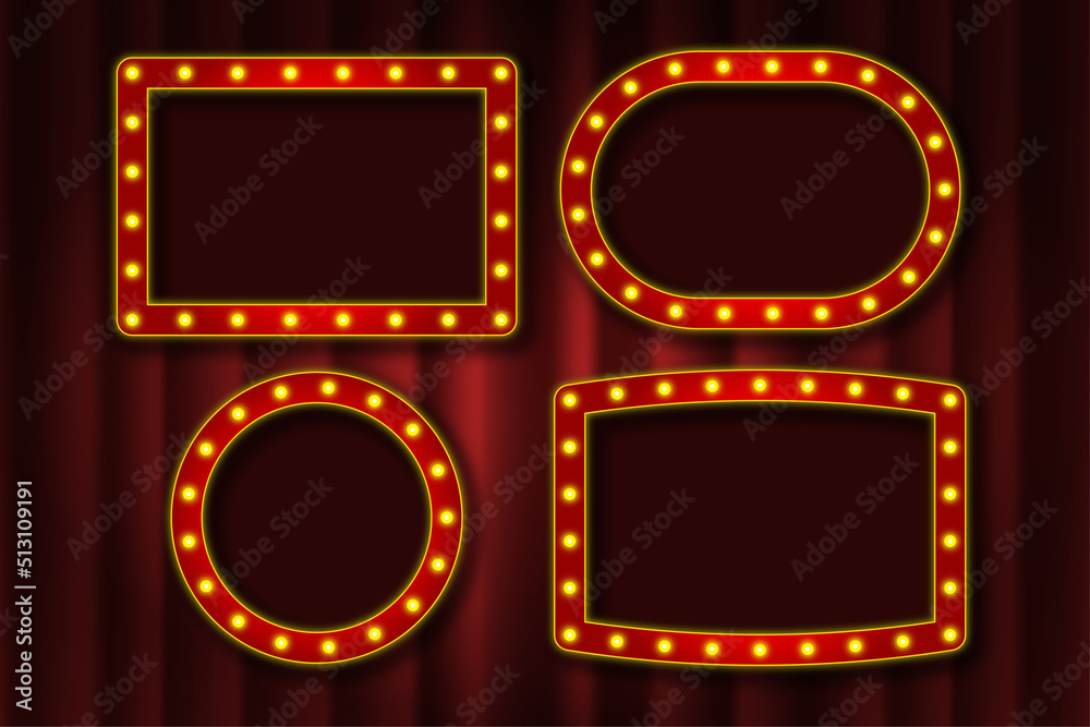 Retro sign light box billboard vintage frame 素材庫向量圖 | Adobe Stock