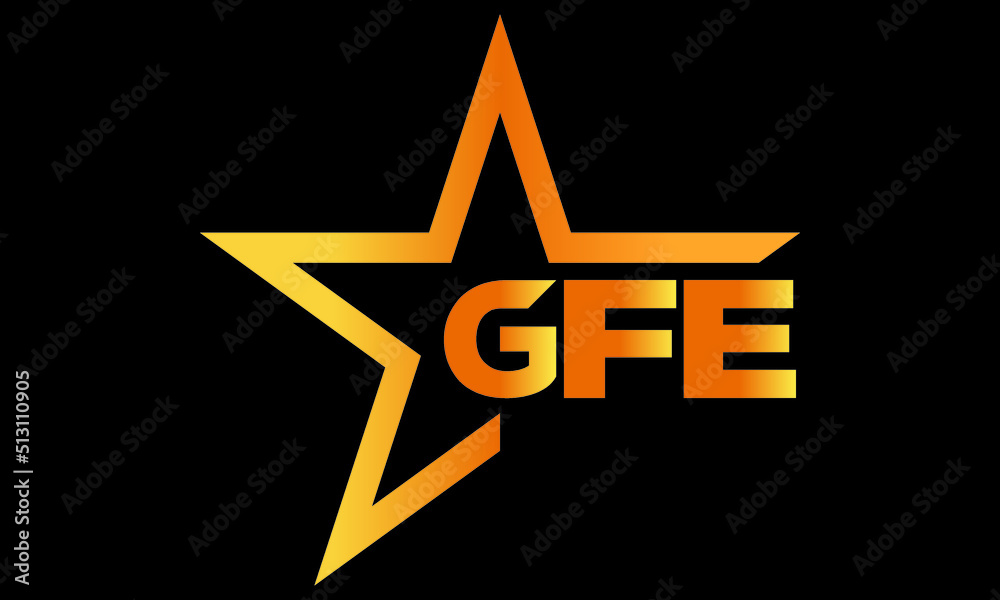 GFE golden luxury star icon three letter logo design vector template ...