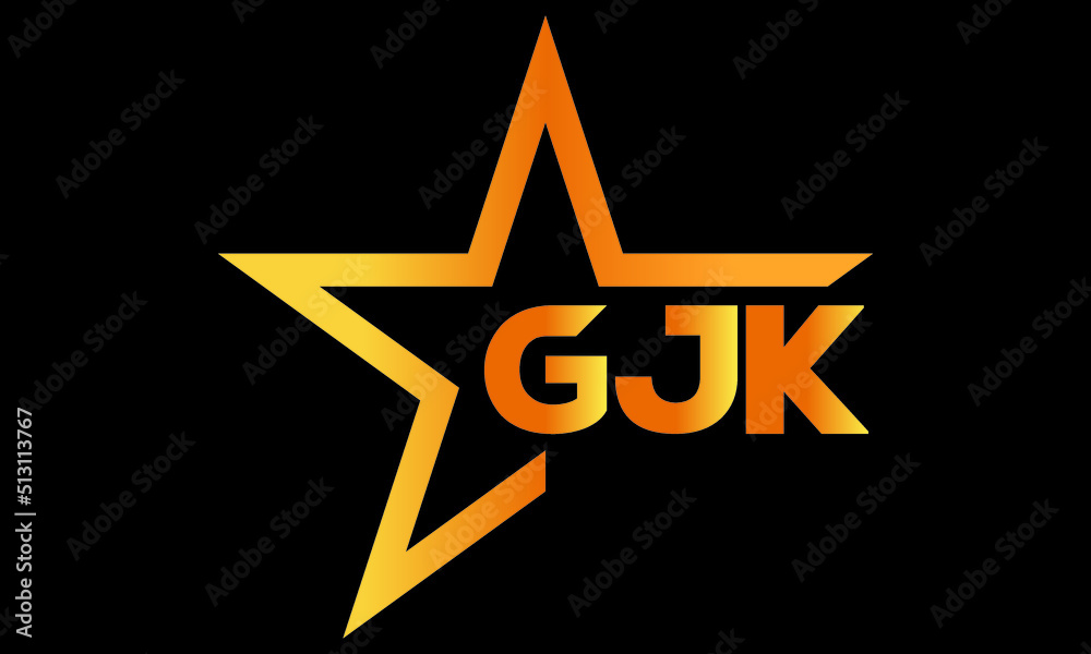 GJK golden luxury star icon three letter logo design vector template. royal logo | luxury logo ...