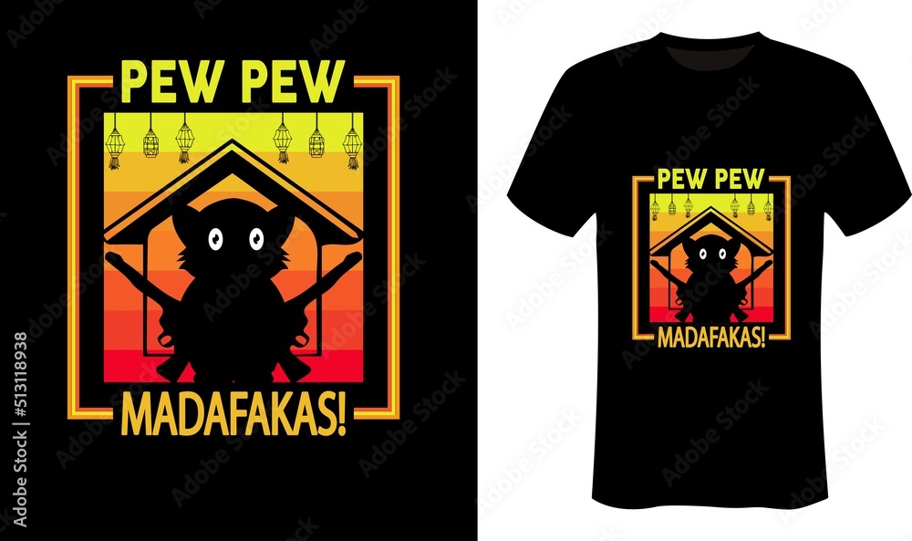 Pew pew madafakas cat vintage t-shirt design Stock Vector | Adobe Stock