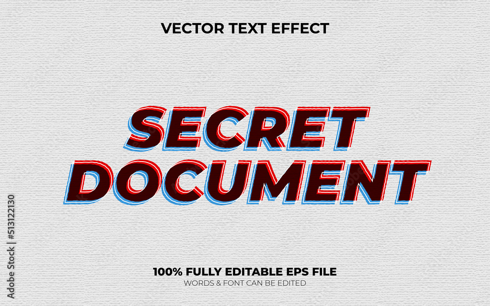 Editable Vector Text Effect Ink Red Blue Color Classic Text Effect with ...