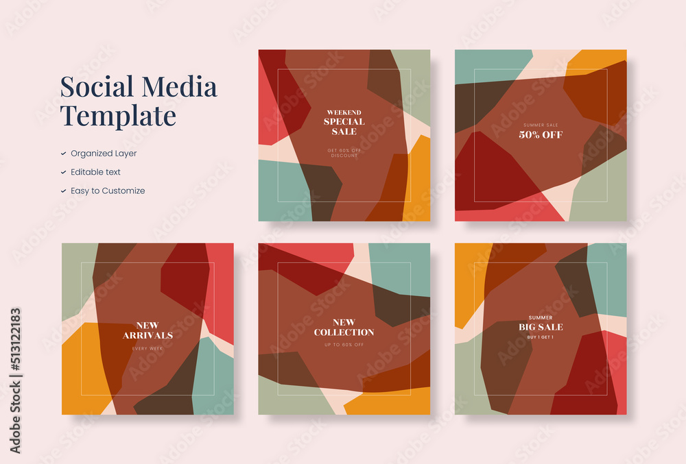 Social media template, trendy editable social media background Stock ...