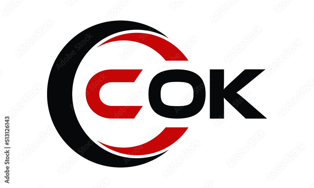 COK swoosh three letter logo design vector template | monogram logo ...