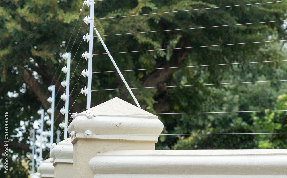 perimeter wall or boundary wall with electric fence for safety and ...