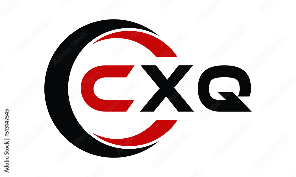 CXQ swoosh three letter logo design vector template | monogram logo ...