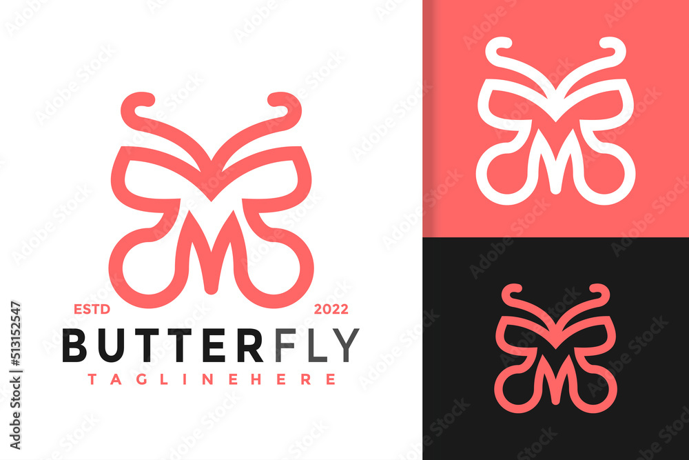 Letter M Butterfly Mark Elegant Modern Logo Design Vector Template ...