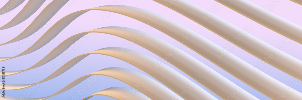 Abstract 3D rendering of fluent curved shapes as modern background for ...