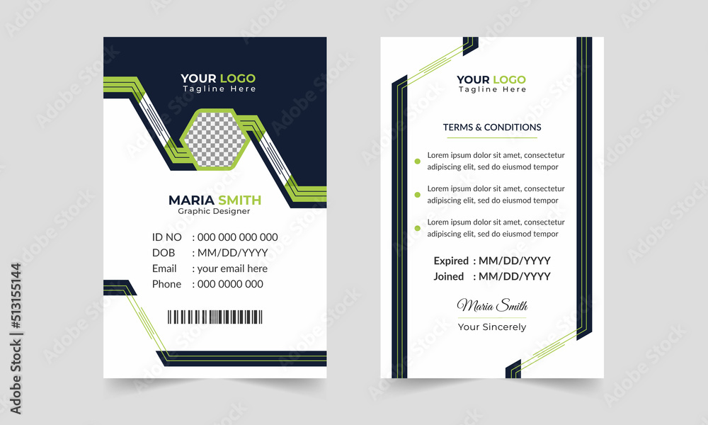 Editable Professional Corporate Modern abstract Id Card design template ...