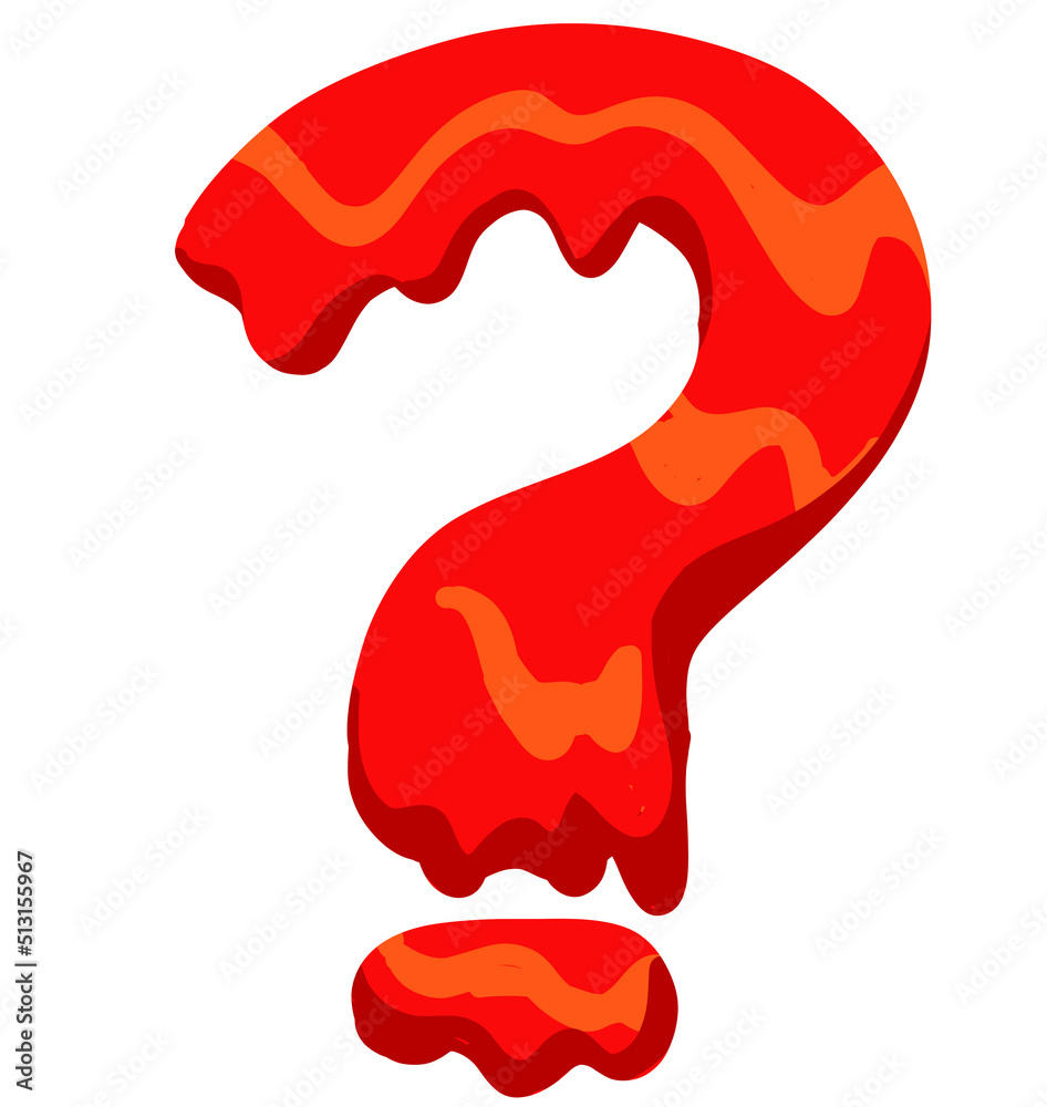 Melting red Question mark symbol icon hand drawn illustration Stock ...