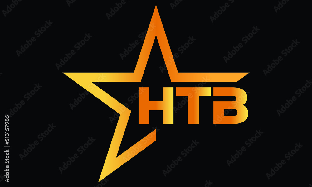 HTB golden luxury star icon three letter logo design vector template ...