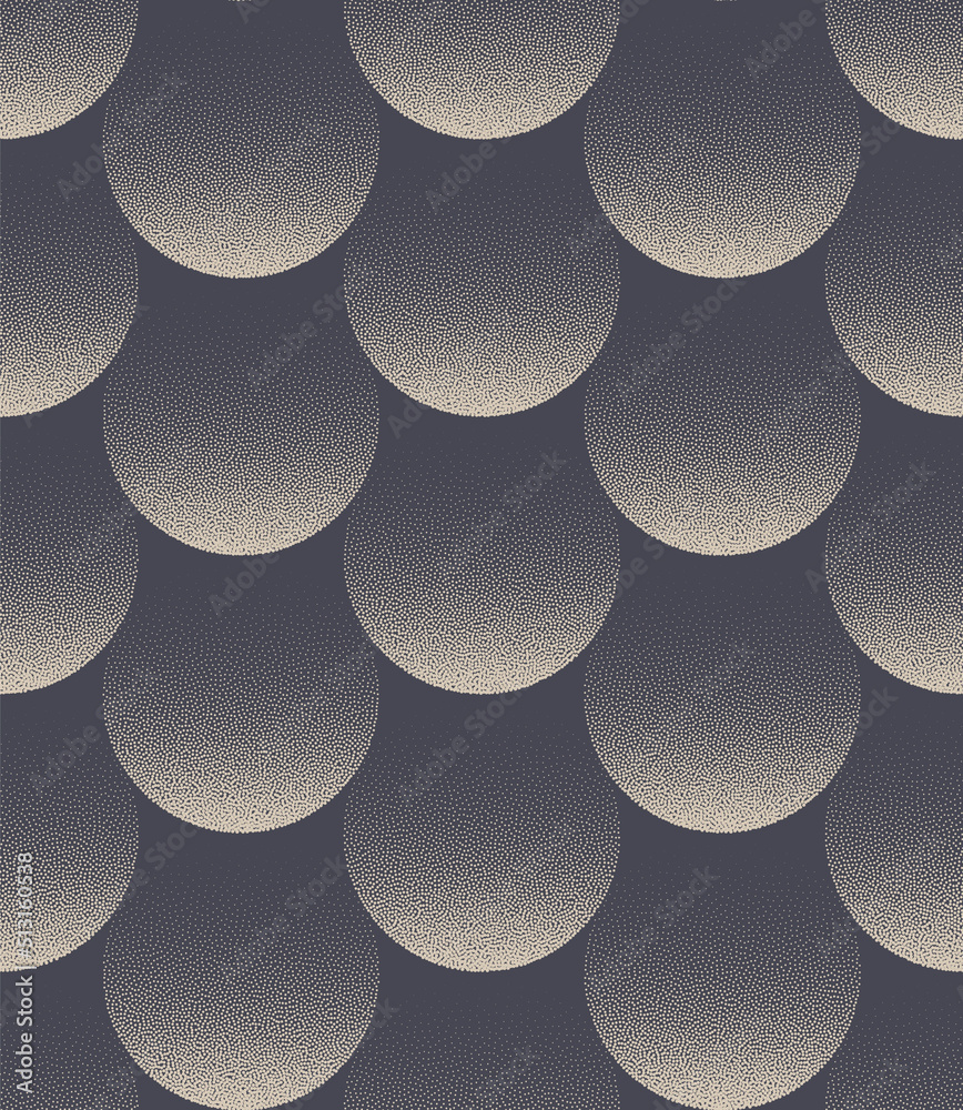 Circles Layered Scale Seamless Pattern Vector Stippled Abstract ...