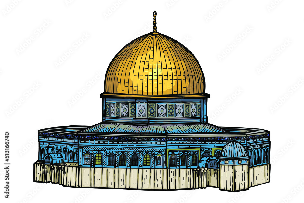 Poster Al-Aqsa Mosque, Dome of the Rock - vector illustration – Wall ...