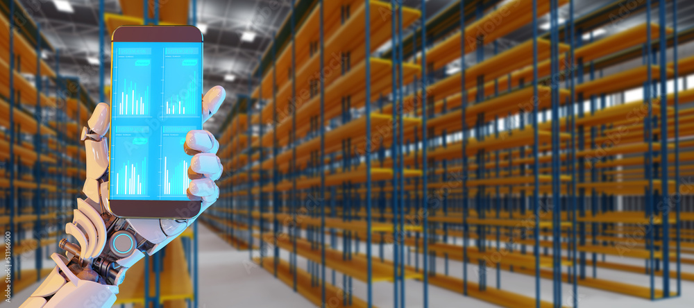 3D robot AI program factory cloud based WMS warehouse management system fulfillment industrial ...