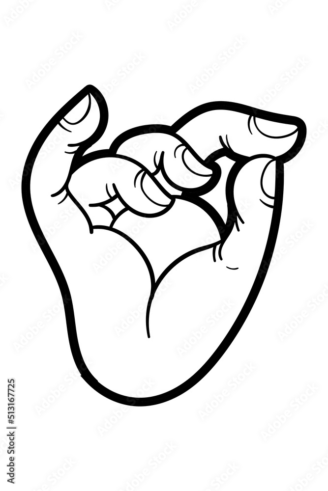 Gyan mudra hand gesture - hand drawn - Vector illustration - Out line ...
