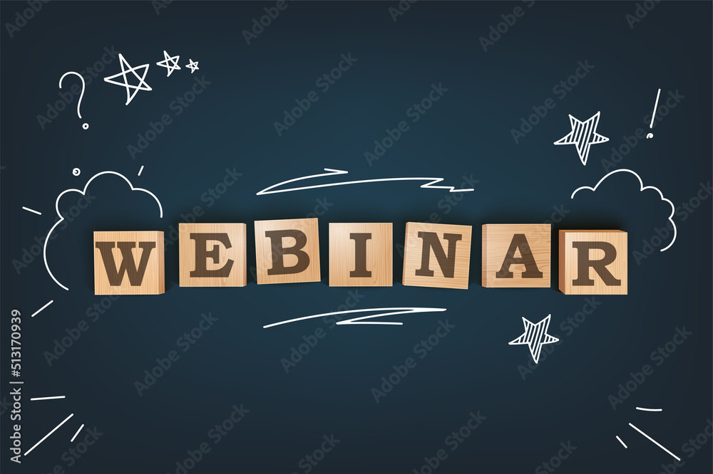Webinar Template Background. Chalkboard Desk With Wooden Letters Blocks ...