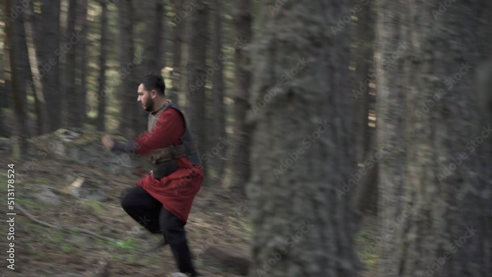 In the old historical times, running, escaping, wearing war clothes ...